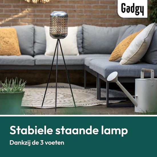 Staande Lamp Terras - Buitenlamp Zonne Energie Balkon & Tuin - Driepoot ...