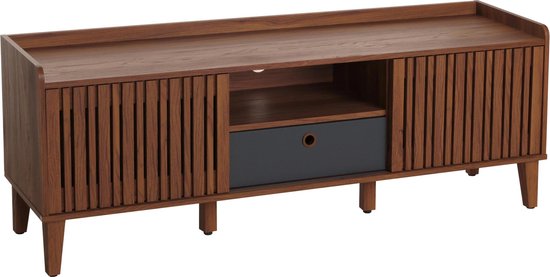 TV-rek MCW-M48, laag TV-meubel, schuifdeur mango massief hout ...