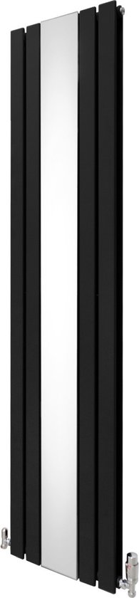 Platte Spiegel Radiatoren & TRV Chroom Kleppen - 1800mm x 425mm - Zwart ...