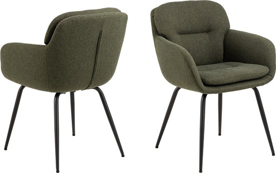 Giga Living Eetkamerstoel Martijn - Groen - Stof & Staal - 58x59x84cm | bol