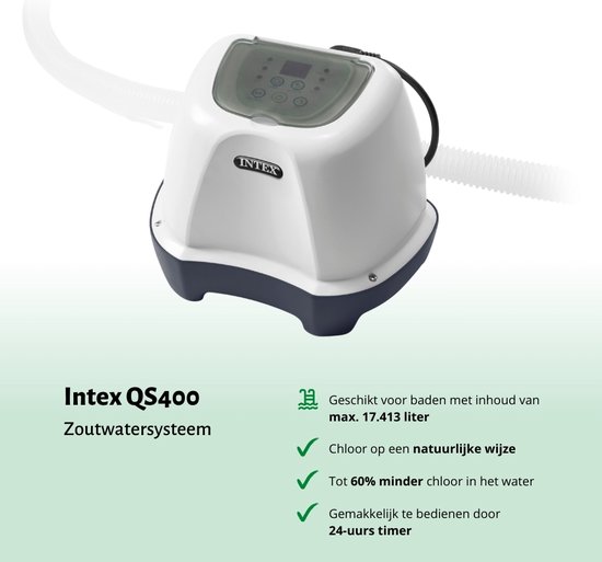 Intex QS400 zoutwatersysteem - tot 17.413 liter inclusief Zwembadzout 15 kg. (4 stuks)... | bol