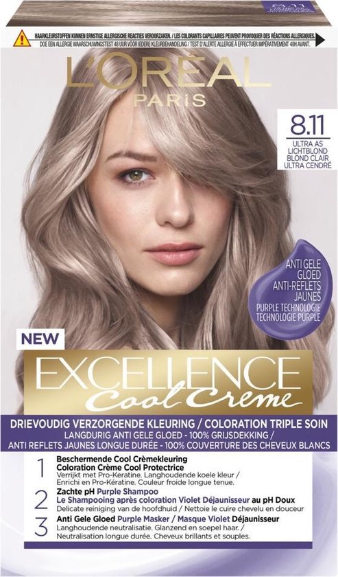 6x L'Oréal Excellence Cool Cream 8.11 - Ultra Ash Lichtblond | bol