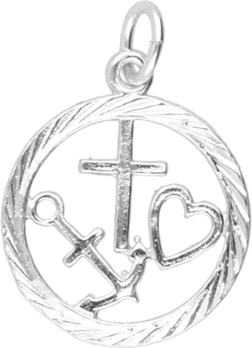 Zilveren Hoop, geloof en liefde in ring 20 mm. ketting hanger | bol.com