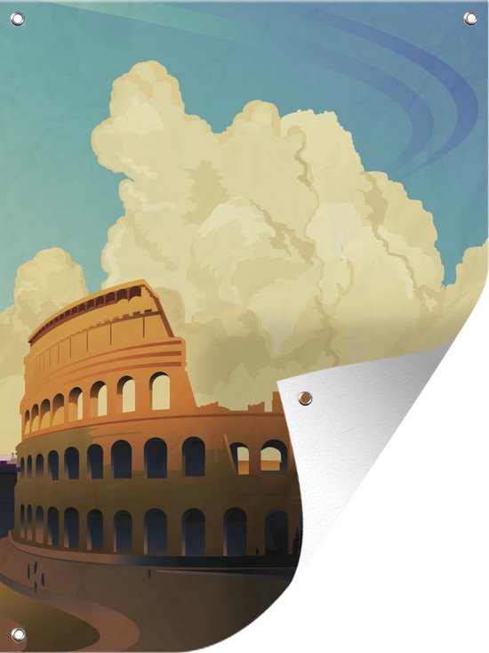 Tuin decoratie Colosseum - Rome - Tekening - 30x40 cm - Tuindoek | bol