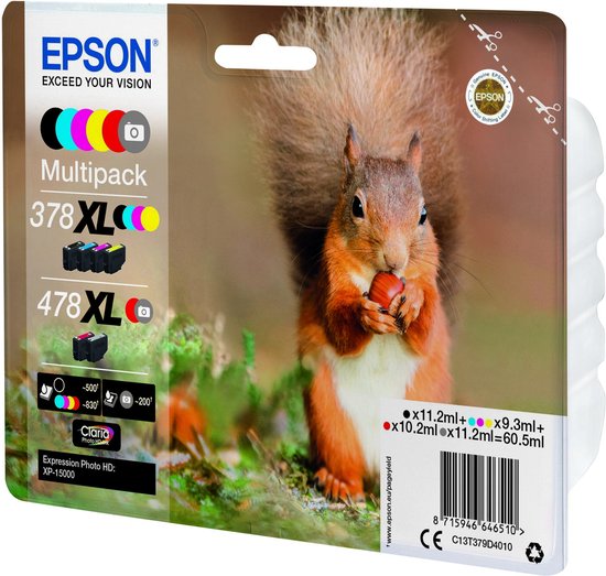 Epson Squirrel Multipack 6-colours 378XL / 478XL Claria Photo HD Ink | bol
