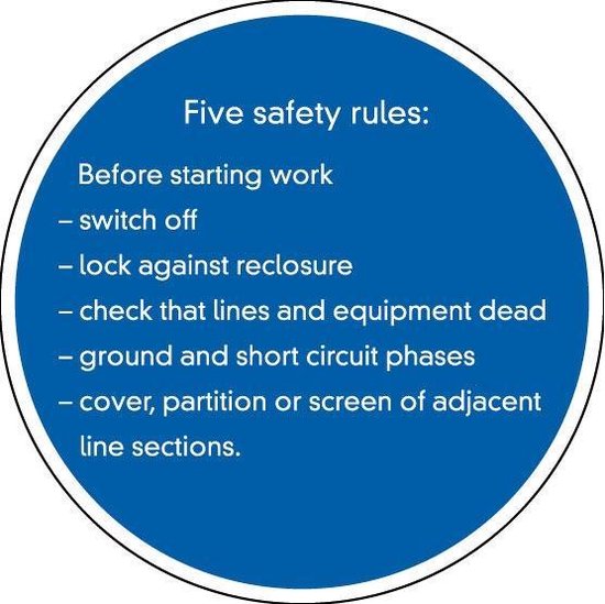 Five safety rules sticker 150 mm | bol