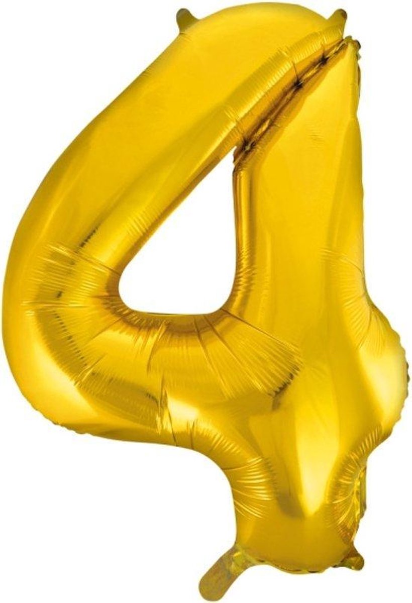 Folie Ballon Cijfer 4 Goud XL 86cm leeg | bol.com