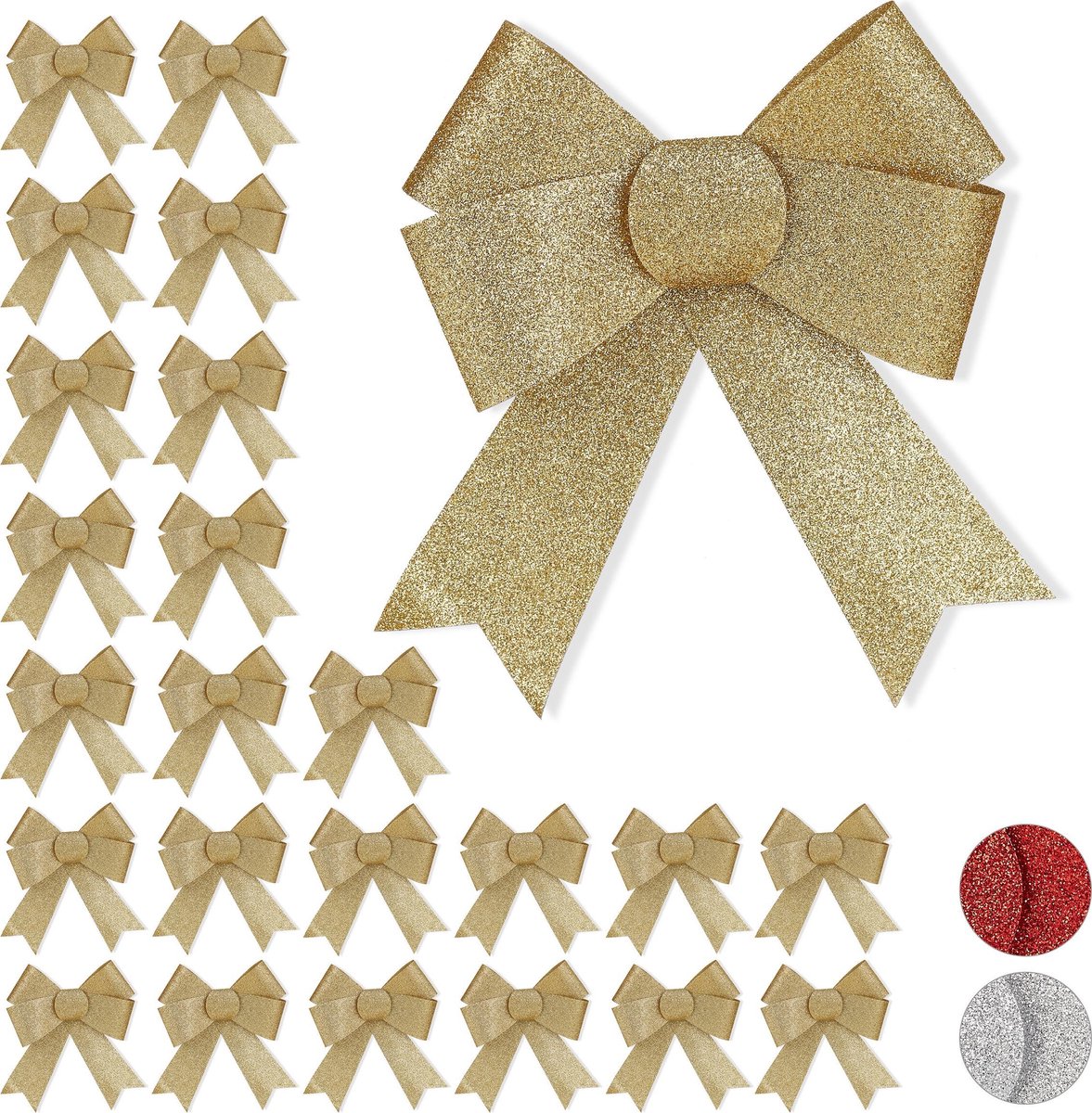 Relaxdays 24x grote strik - cadeau strik - decoratie - glitter strikken ...