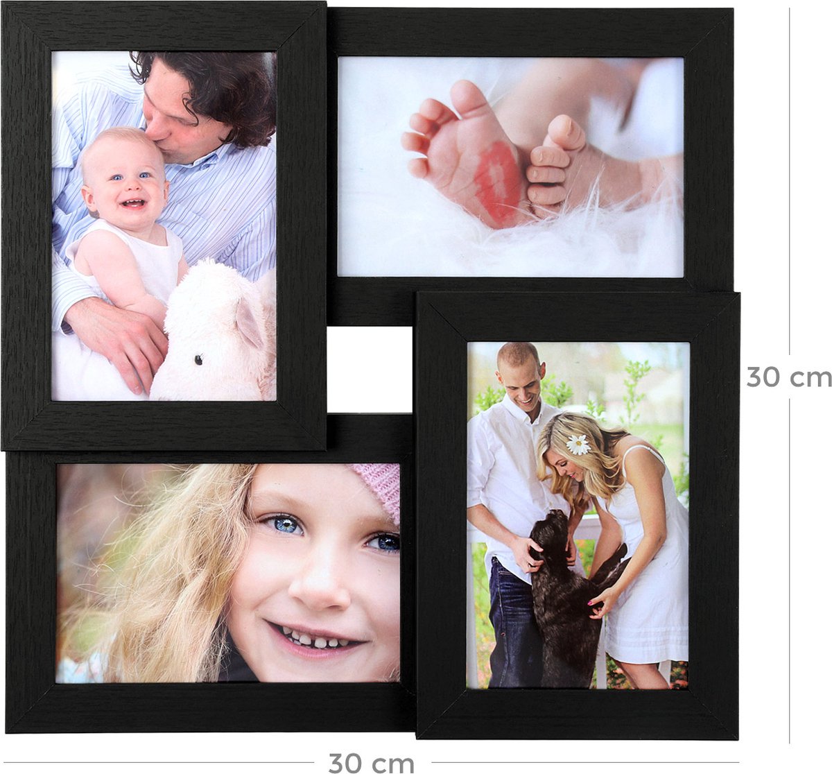 Fotolijst Collage voor 4 Foto's - 10 x 15 cm - met Glaspaneel - zwart ...