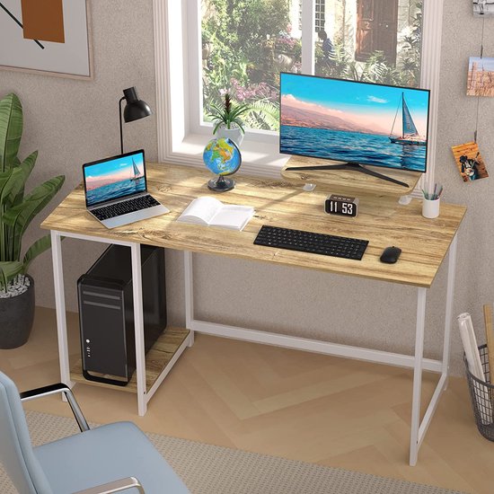 Computerbureau voor thuisgebruik met plank voor monitor en omkeerbare ...