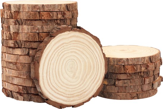 Kurtzy Onbehandeld Natuur Houten Schijven (10pak) 12-14 cm Diameter en ...