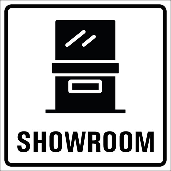 Showroom sticker, wit zwart 400 x 400 mm | bol