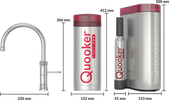 Quooker Classic Fusion round met PRO3 boiler en CUBE reservoir 5-in-1 ...