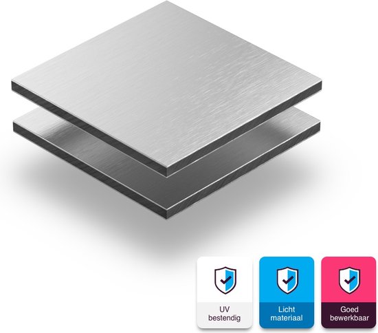 Alupanel plaat 3 mm dik - 80 x 60 cm - Geborsteld Aluminium | bol