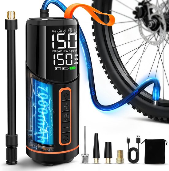 Draagbare Luchtpomp voor Fiets en Auto met Oplaadbare Accu | bol