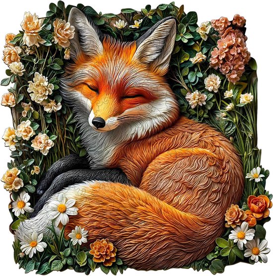 Puzzle en Bois Uniek 3D Effet Renard 290 Pièces Renard dans l'Herbe ...