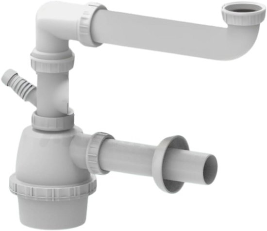 Universele ruimtebesparende sifon 1 1/2" met afvoeraansluiting voor ...