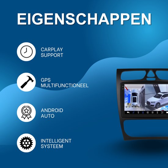 Autoradio met bluetooth - Carplay - Voor Mercedes-Benz C-Klasse / CLK ...