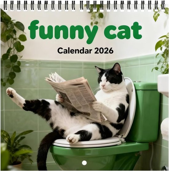2026 Leuke kattenkalender - Leuke maandelijkse kalender - Met ophanggat ...