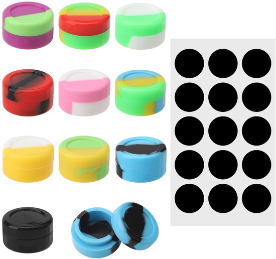 Round Silicone Containers, 5ml, with 15 Labels, Mini Storage Box, Non ...