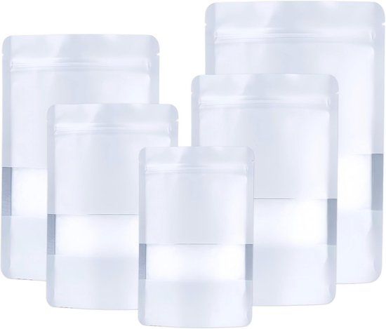 100 stuks Mylar Bags met Venster en Ziplock - Sluitbare Herbruikbare ...