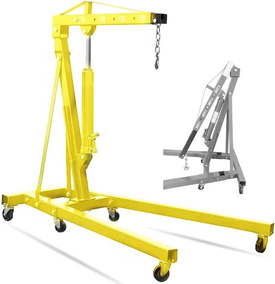 Hydraulische Motortakel 2 Ton Opvouwbaar met Zwenkwielen | bol