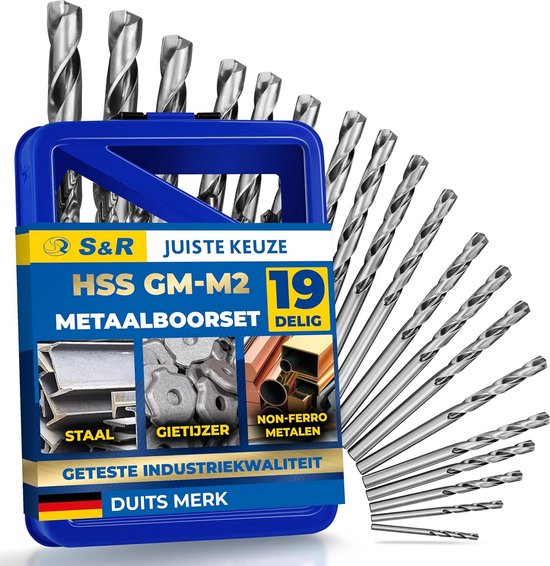 19-delig Metaalboorset – Hoogwaardige HSS-M2 Snelstaal Boren met ...