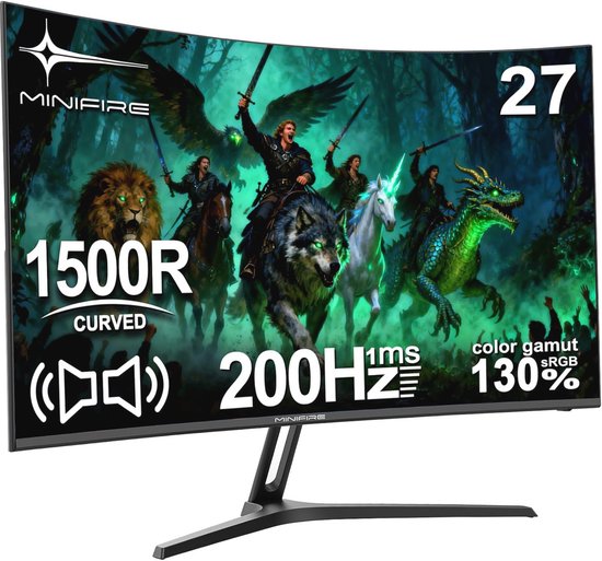 Curved Gaming Monitor 27 inch 200Hz 1Ms 120% sRGB 1920 x 1080 VA Paneel ...