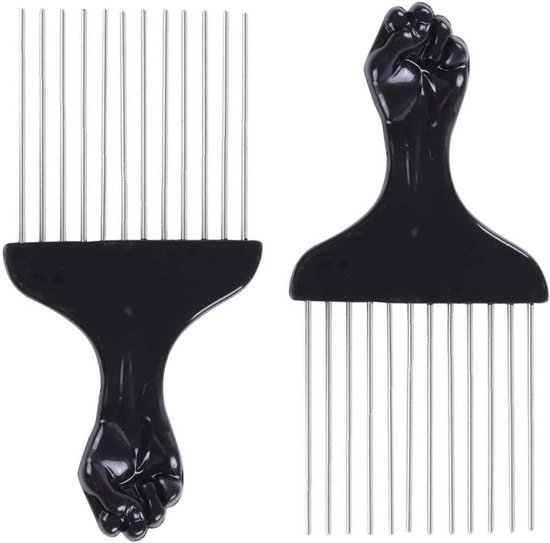 Afro-Kam van Metaal voor Krullend Haar en Baard, 2 Stuks, Breed Tanden ...