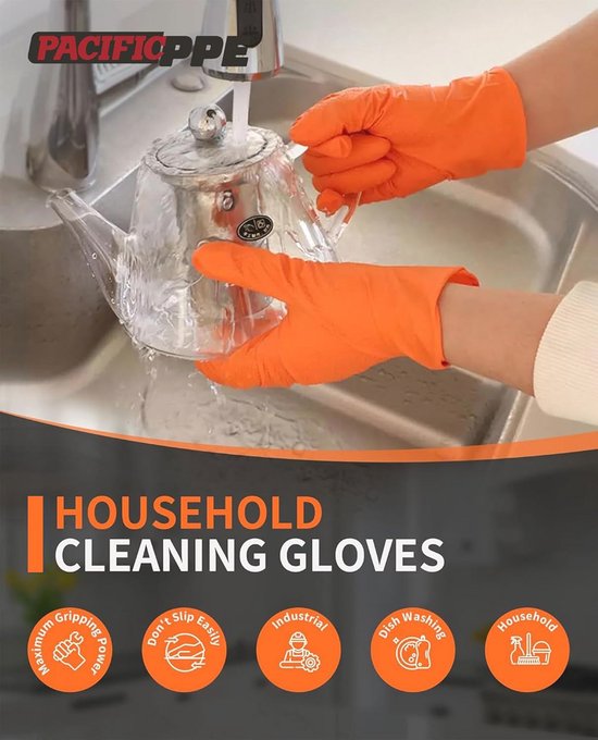 Oranje nitril handschoenen - Industriële wegwerphandschoenen, 8 Mil ...