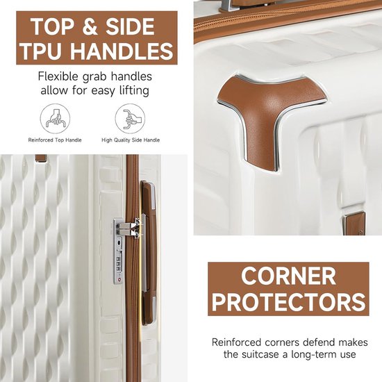 Cabin Luggage Set - 2 Piece Hard Shell Suitcase with Cosmetic Bag ...