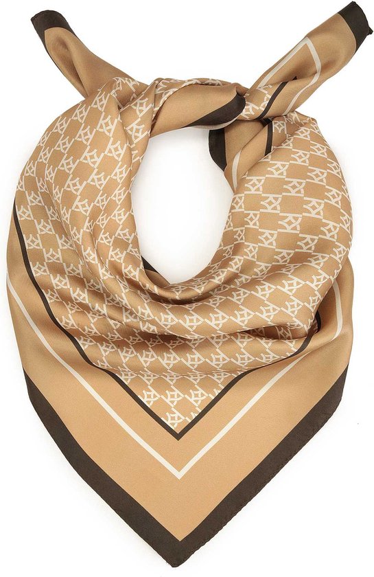 Light brown women's silk scarf with monograms | bol