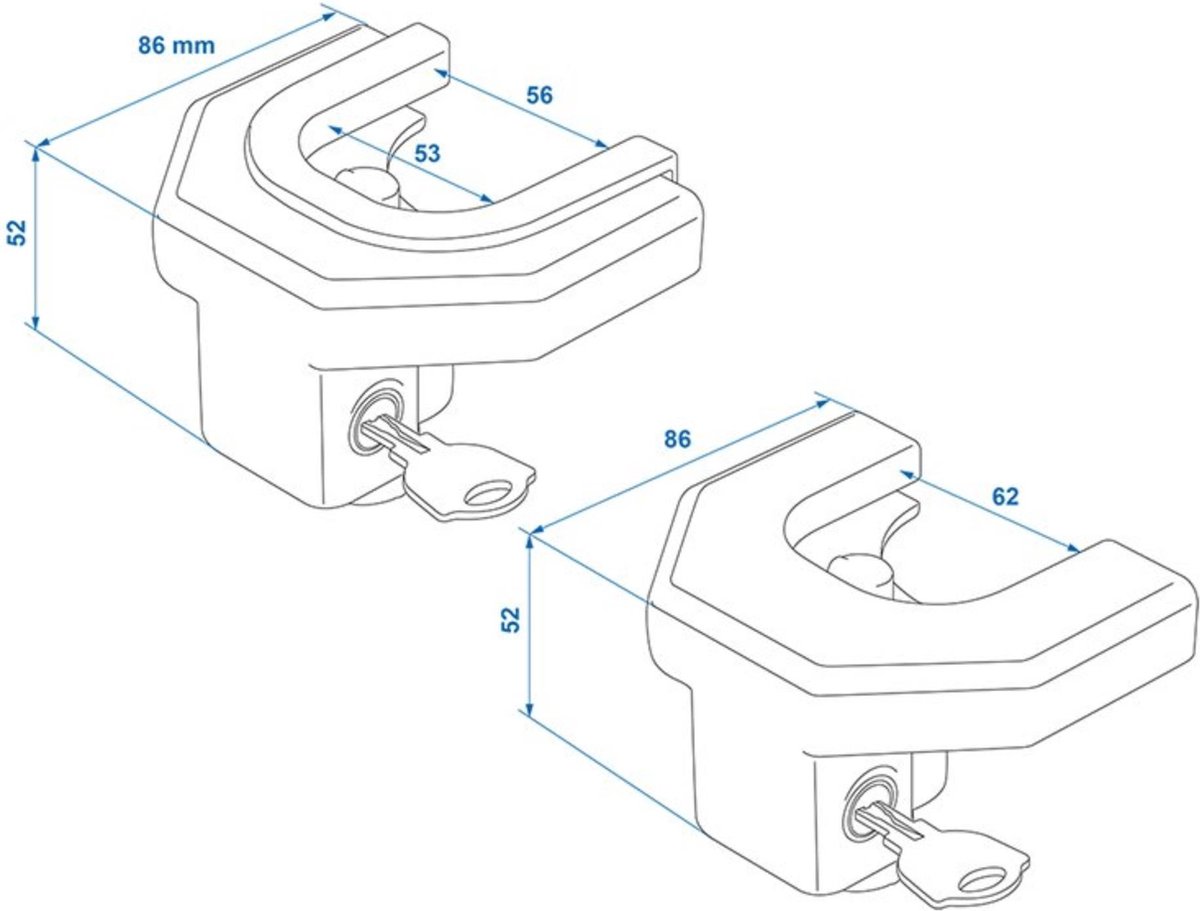 Pro Plus Koppelingsslot - Disselslot - voor Koppelingen 4,8 t/m 6,1 cm ...