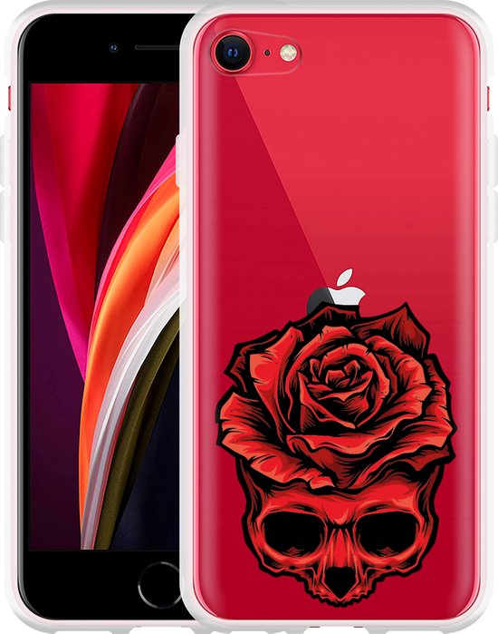 Cazy Hoesje geschikt voor iPhone SE 2020 - Red Skull | bol