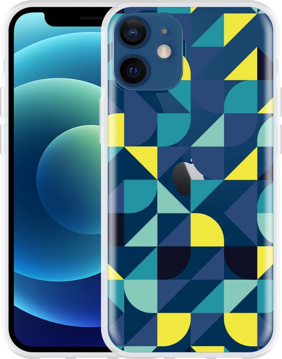 Apple iPhone 12 Mini Hoesje Modern Blauw - Designed by Cazy | bol.com