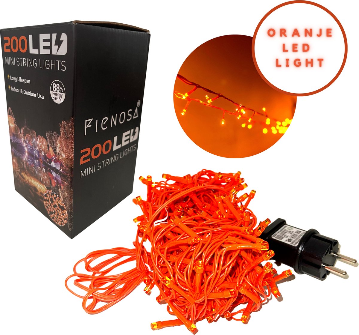 Lichtsnoer - Lichtsnoer Oranje - Oranje Feest Artikelen - 200 Lampjes ...