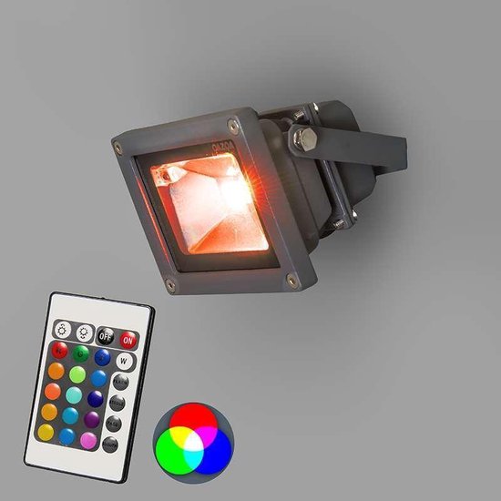 QAZQA Gevelverlichting Led straler Kick 10W RGB grafiet | bol.com