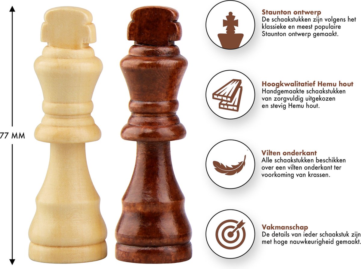 Houten Staunton Schaakstukken – Hemu Hout Handgemaakte Schaakstukken ...