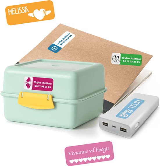 Naamstickers op vel 50x20 mm | Naamstickers | Stickers met naam ...