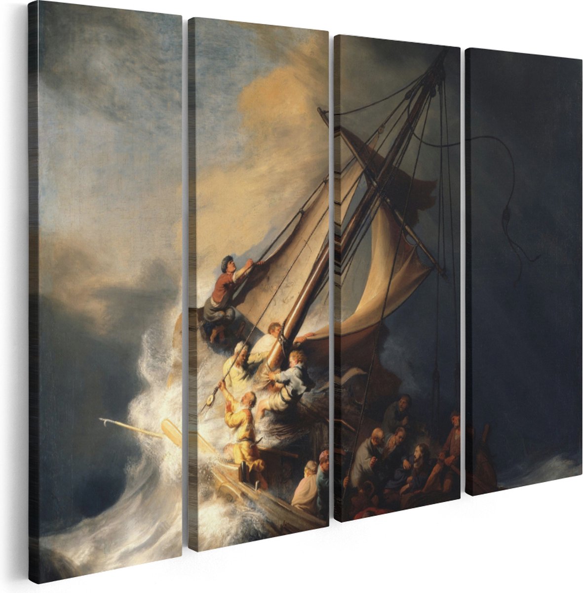 Artaza Peinture sur Toile Quadriptyque La Storm sur la Mer de Galilée - Rembrandt van... | bol