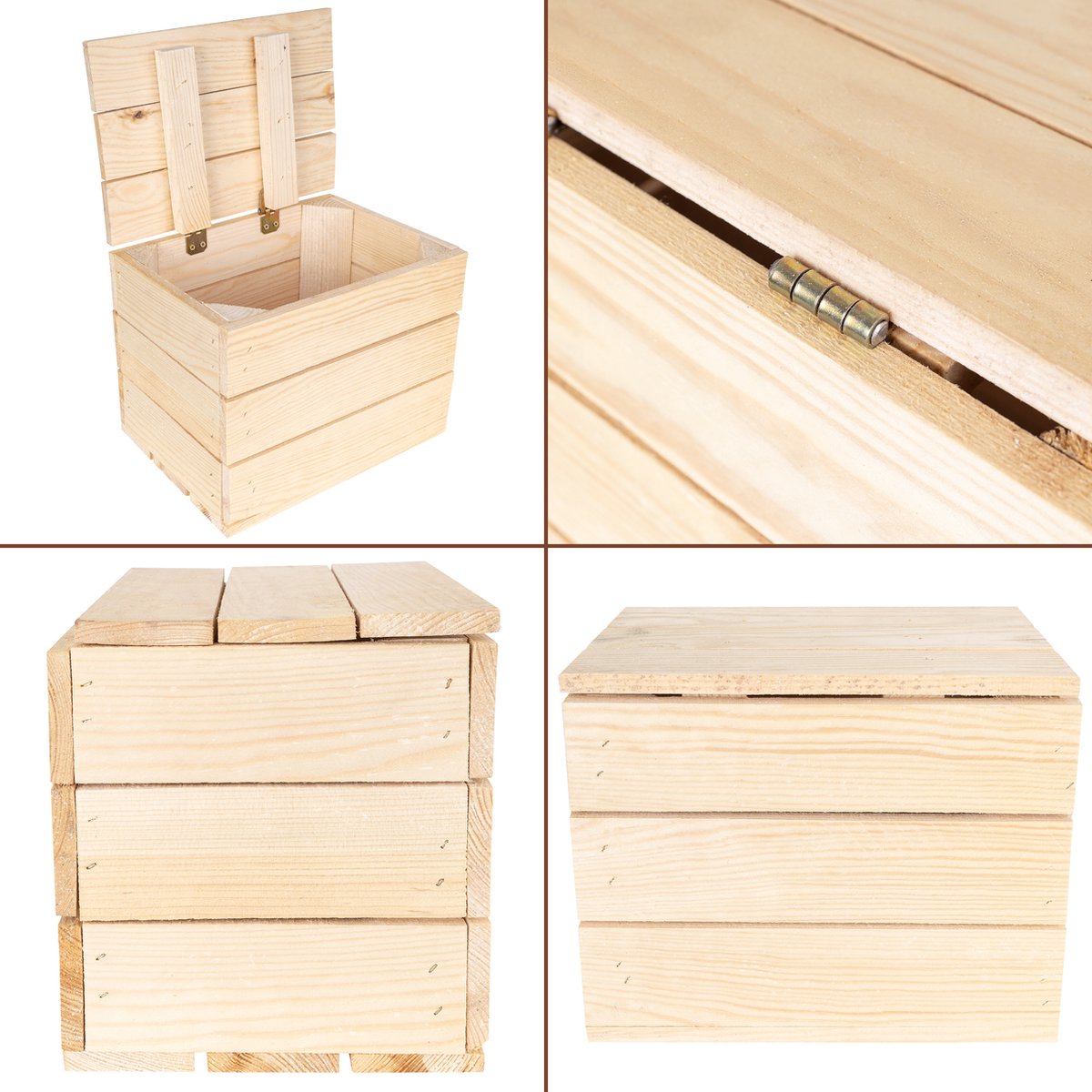 Creative Deco Natuurlijke Houten Doos met Groot Deksel | 27.5 x 20 x 21 ...