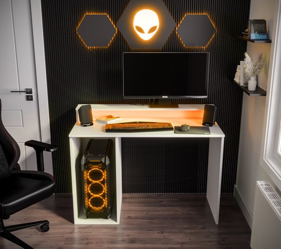 Game Bureau Gaming Desk met LED Verlichting Tafel Computer Bureau ...