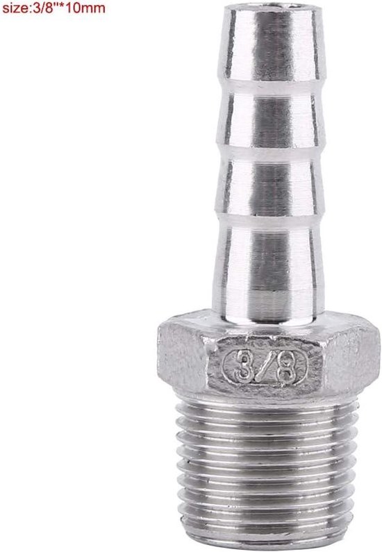 Stainless Steel SS304 Male Thread Barb Hose Tule Connector 55° BSPT 1/8 ...