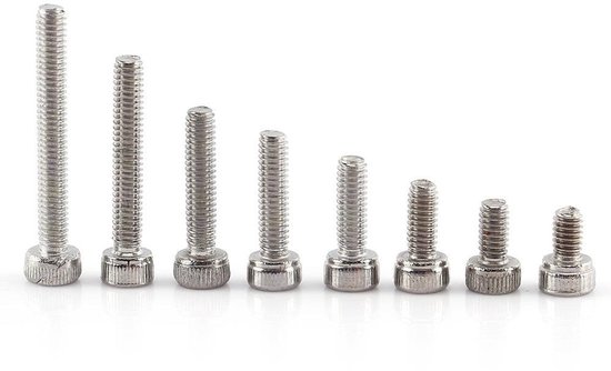 M2.5 x 12 RVS Hex Socket Schroeven Bout met Hex Noten Assortiment ...