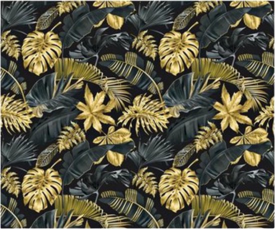 Zelfklevend Jungle Behang - Goud/Zwart - 60 x 1000 cm - Luxe Modern ...