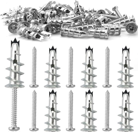 60 stuks Gipsplaatpluggen Metaal - Zelfborende Holle Ruimtepluggen ...