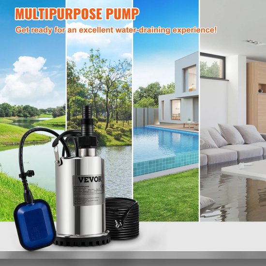 Vevor - Waterpomp - Rioolpomp - Dompelpomp - Schoonwaterpomp - Voor het ...