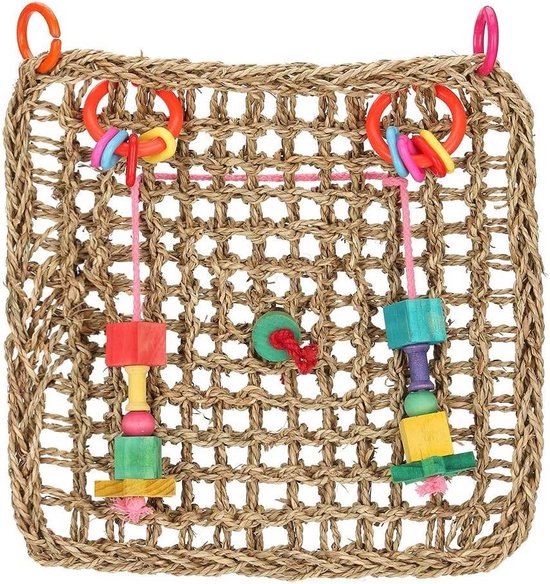 Seagrass Woven Climbing Net Toys - Multipurpose Hanging Hook Bird Chew ...