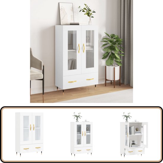 vidaXL Hoge kast - Wit - 69,5x31x115 cm - Bewerkt hout Hoge Kast ...