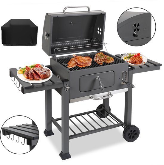 Houtskool barbecue BBQ met deksel 139*67*107.5 cm Rookoven voor vlees ...